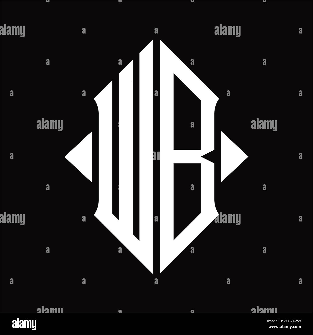 WB Logo monogram with shield shape isolated black background design ...