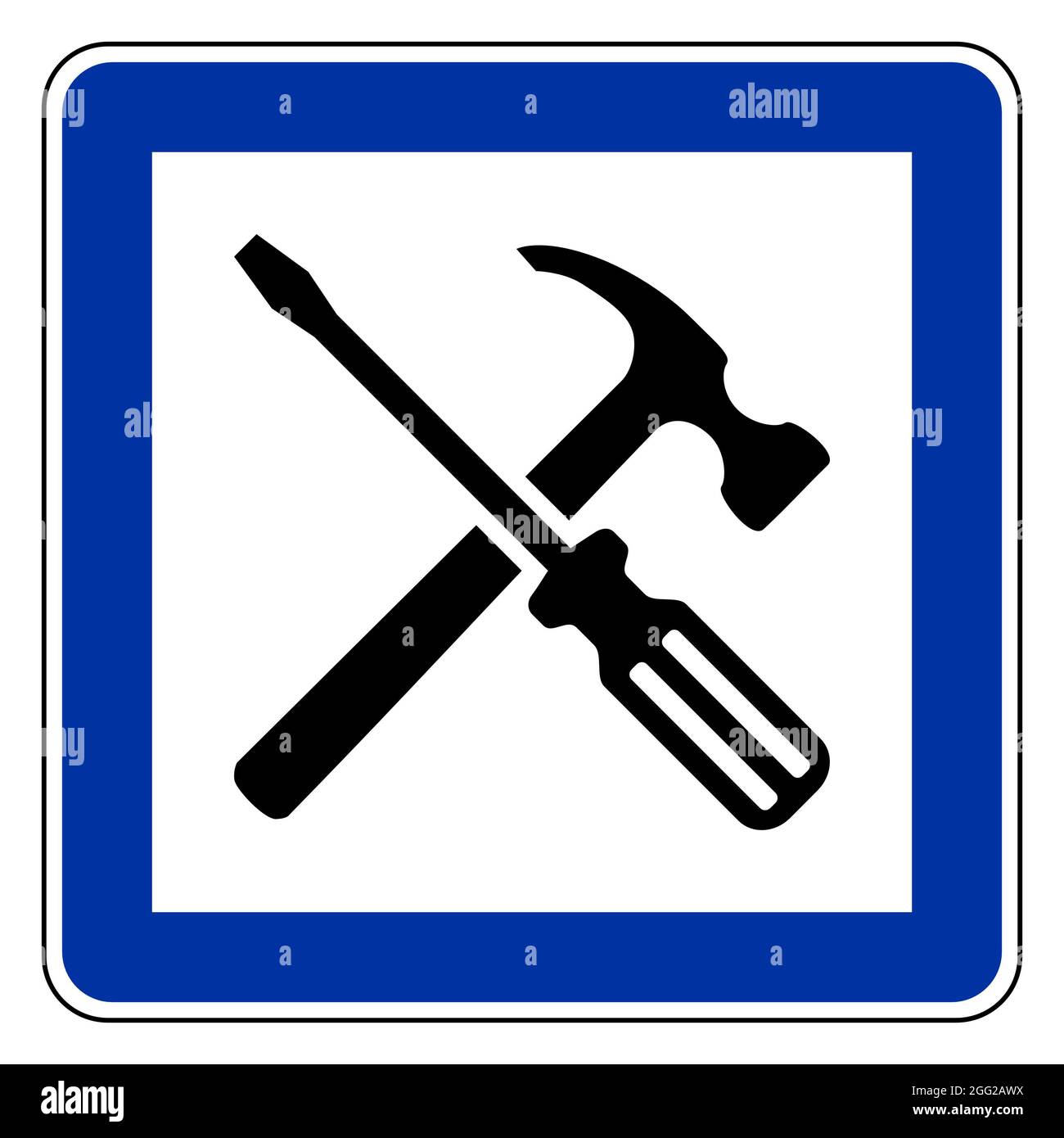 Tools and road sign Stock Photo - Alamy