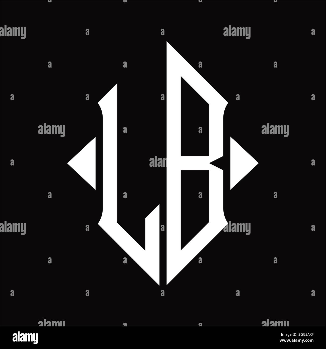 LB Logo monogram with shield shape isolated black background design ...