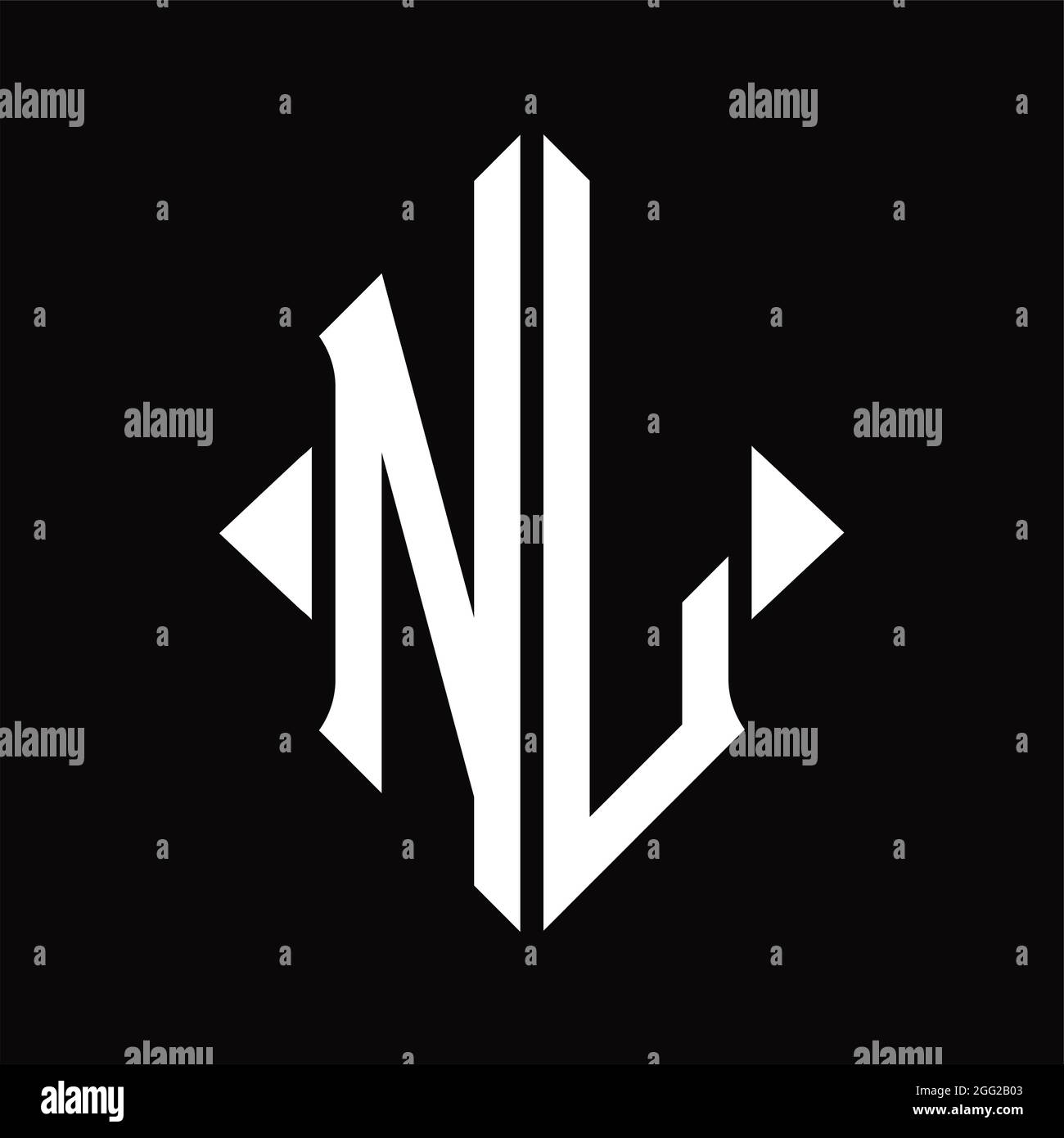 NL Logo monogram with shield shape isolated black background design ...