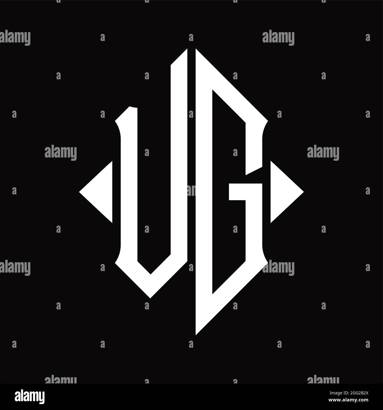 VG Logo monogram with shield shape isolated black background design ...