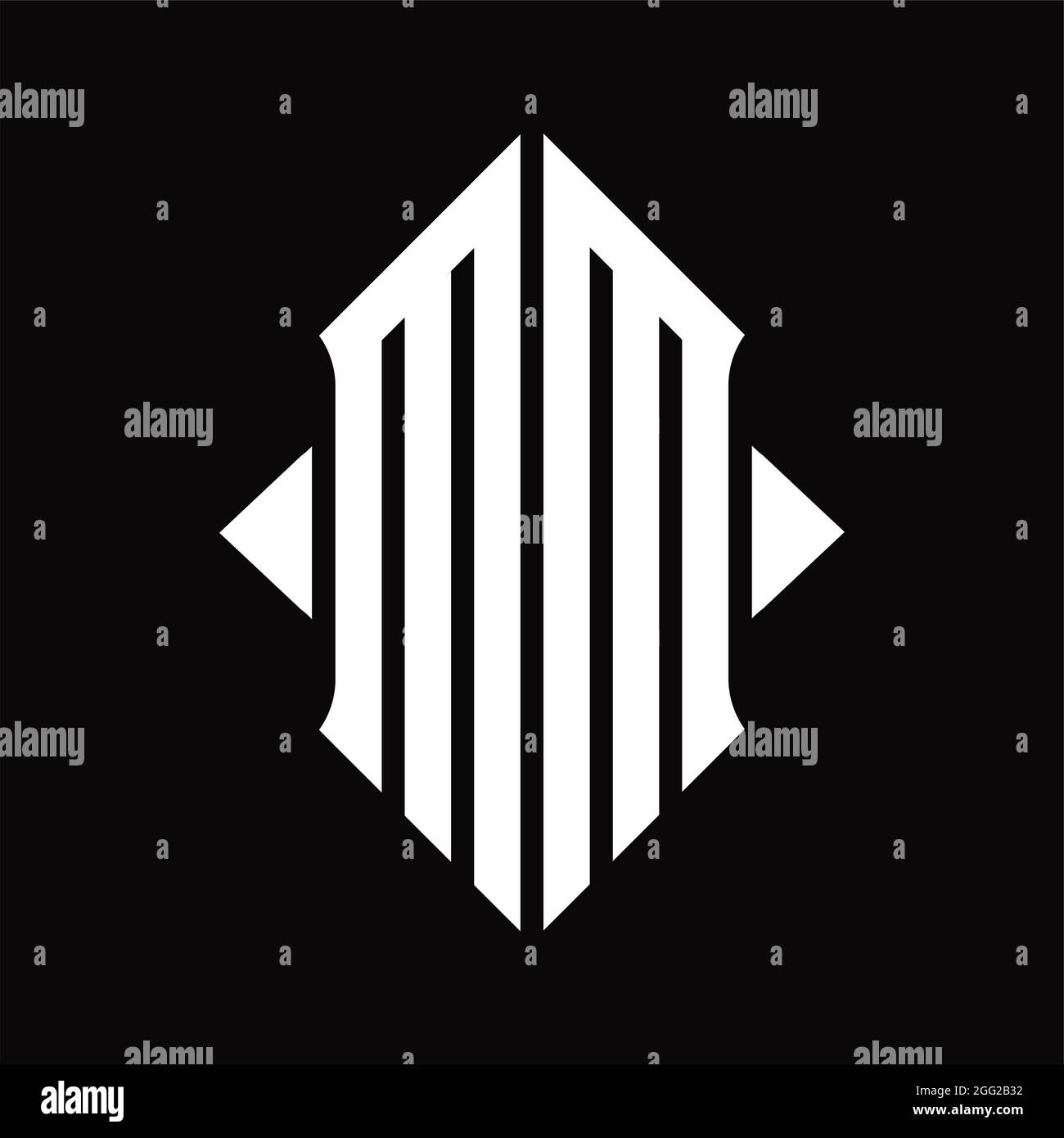 MM Logo monogram with shield shape isolated black background design ...