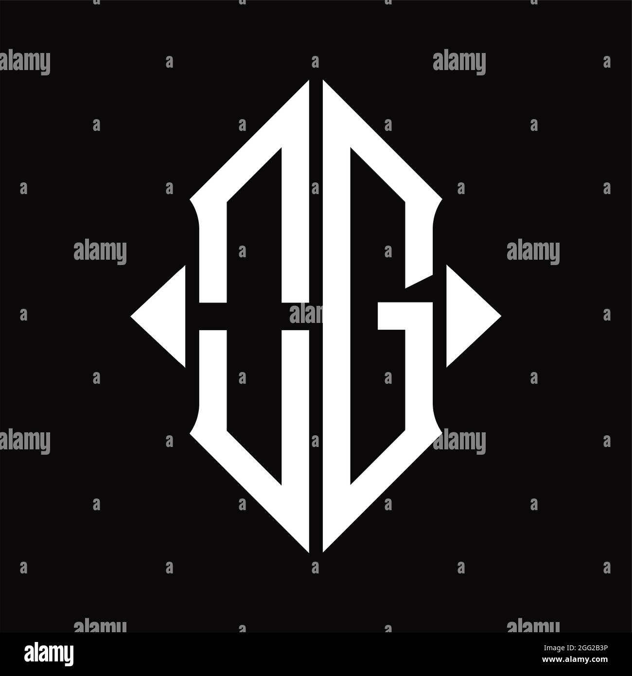 OG Logo monogram with shield shape isolated black background design ...