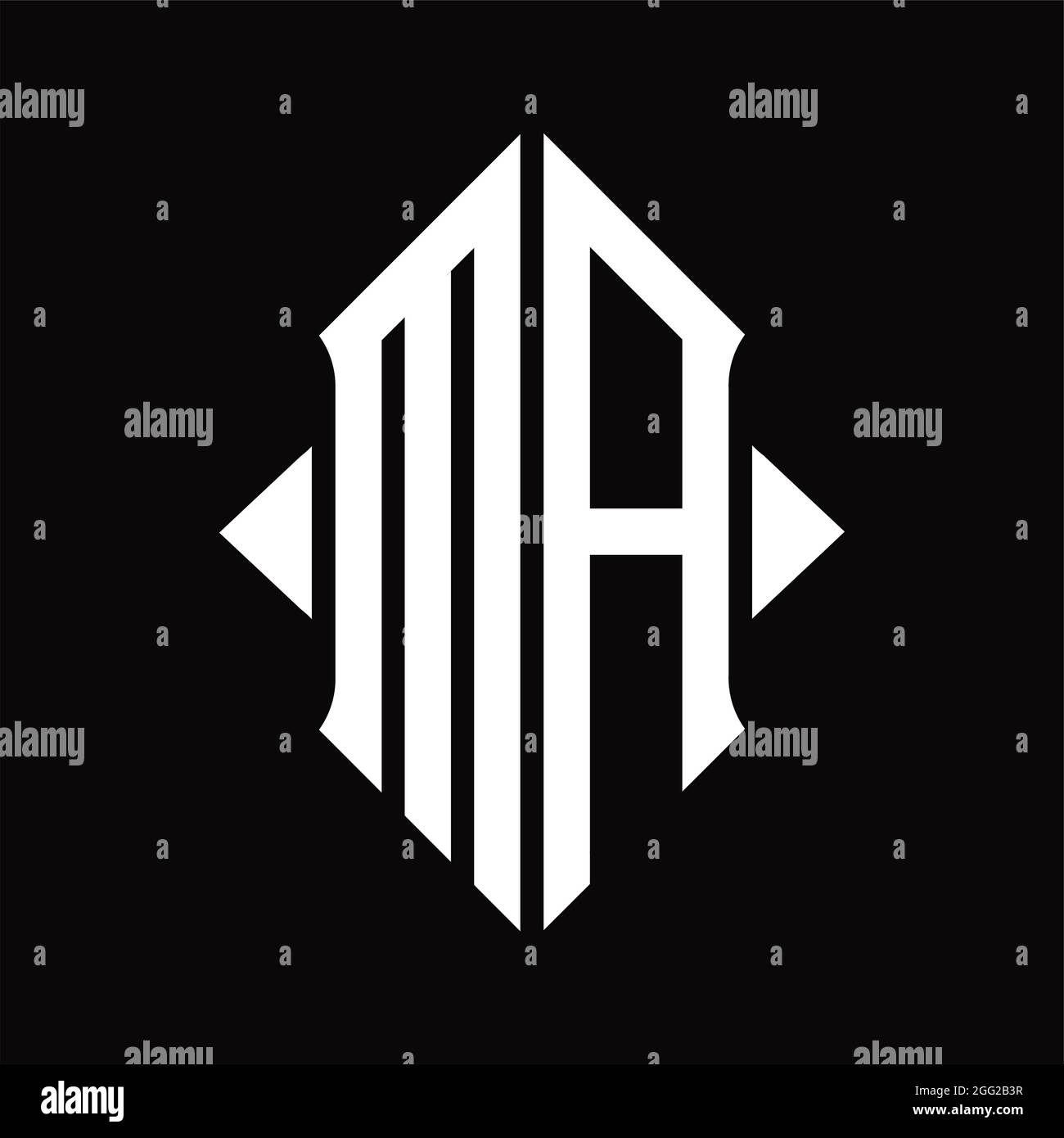 MA Logo monogram with shield shape isolated black background design ...