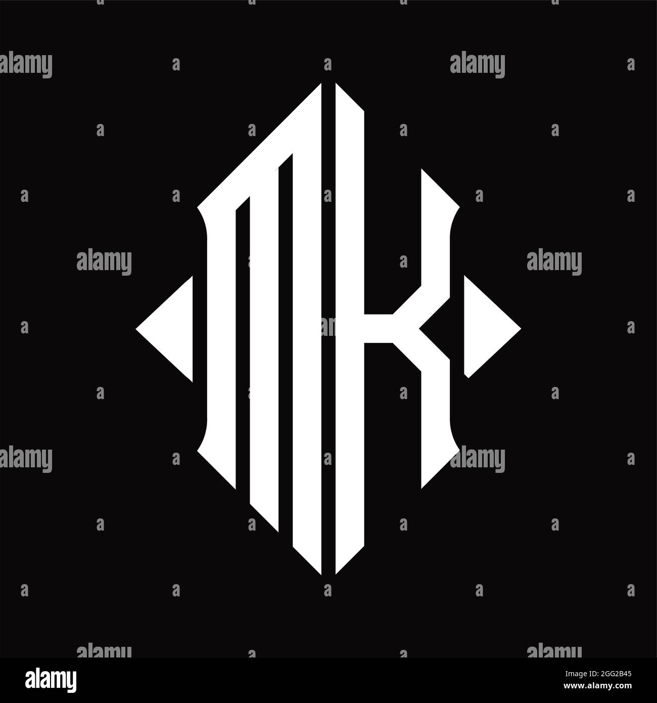 MK Logo monogram with shield shape isolated black background design ...