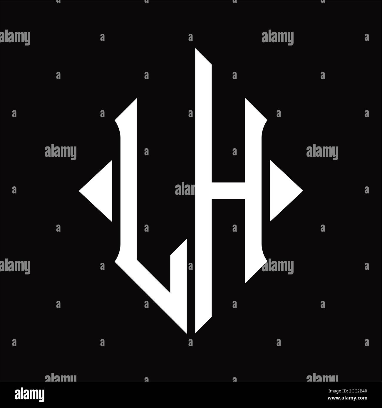 LH Logo monogram with shield shape isolated black background design ...
