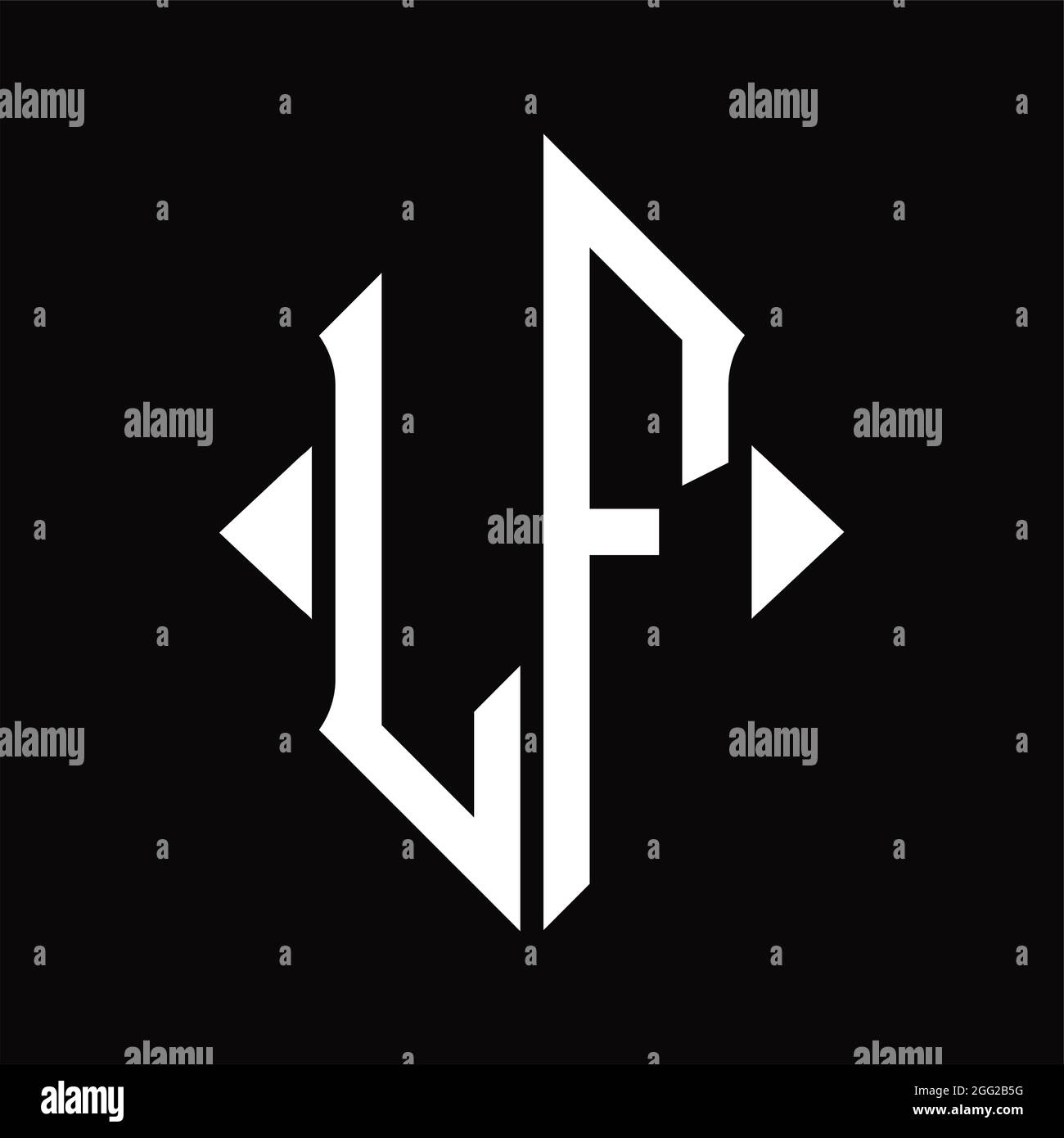 LF Logo monogram with shield shape isolated black background design ...