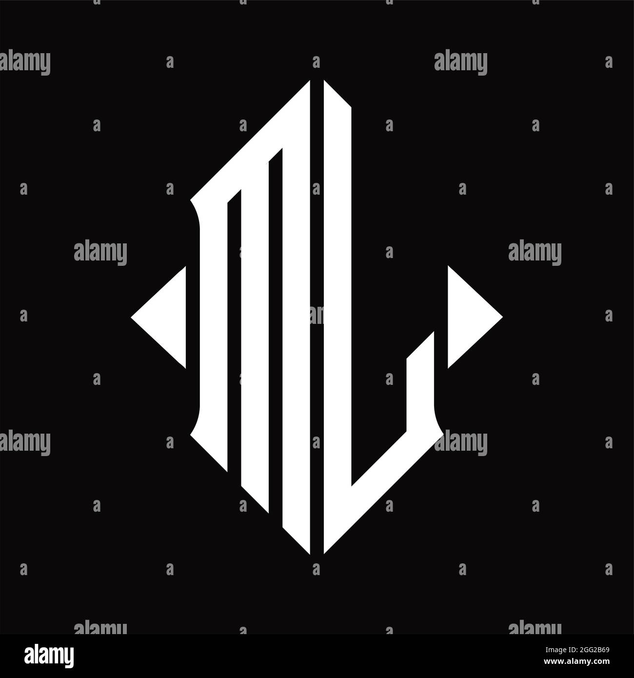 ML Logo monogram with shield shape isolated black background design ...