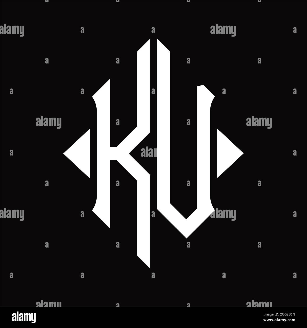 KV Logo monogram with shield shape isolated black background design ...