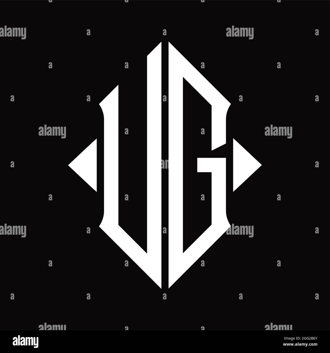 UG Logo monogram with shield shape isolated black background design ...
