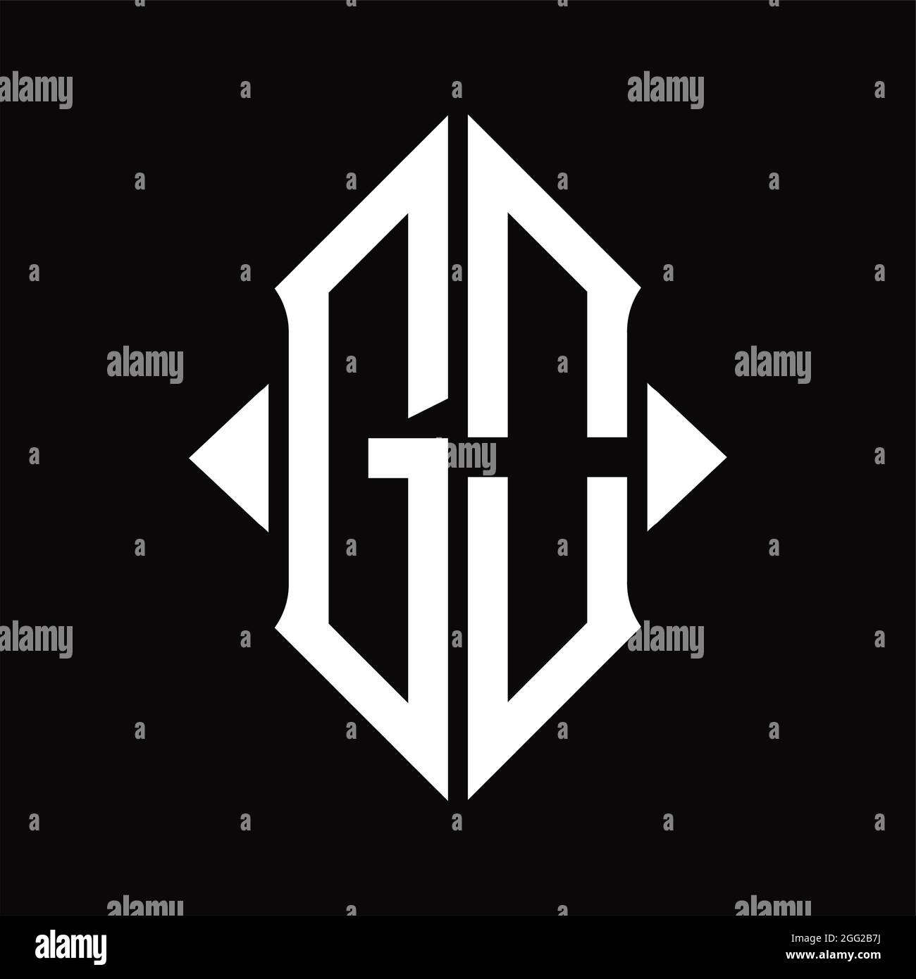 GO Logo monogram with shield shape isolated black background design ...