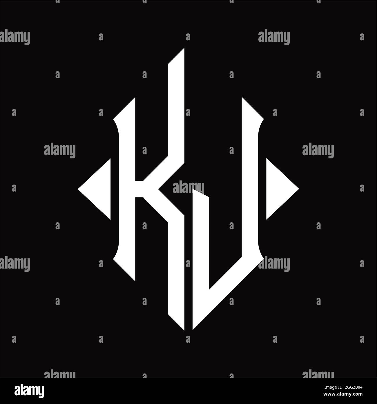 KJ Logo monogram with shield shape isolated black background design ...