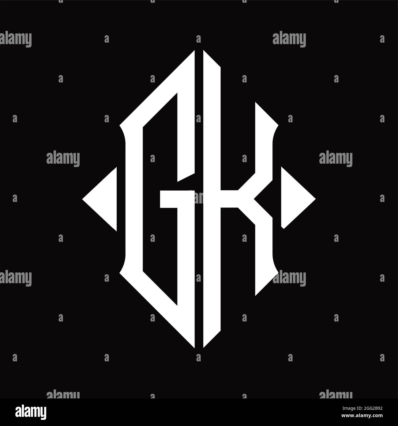 GK Logo monogram with shield shape isolated black background design ...