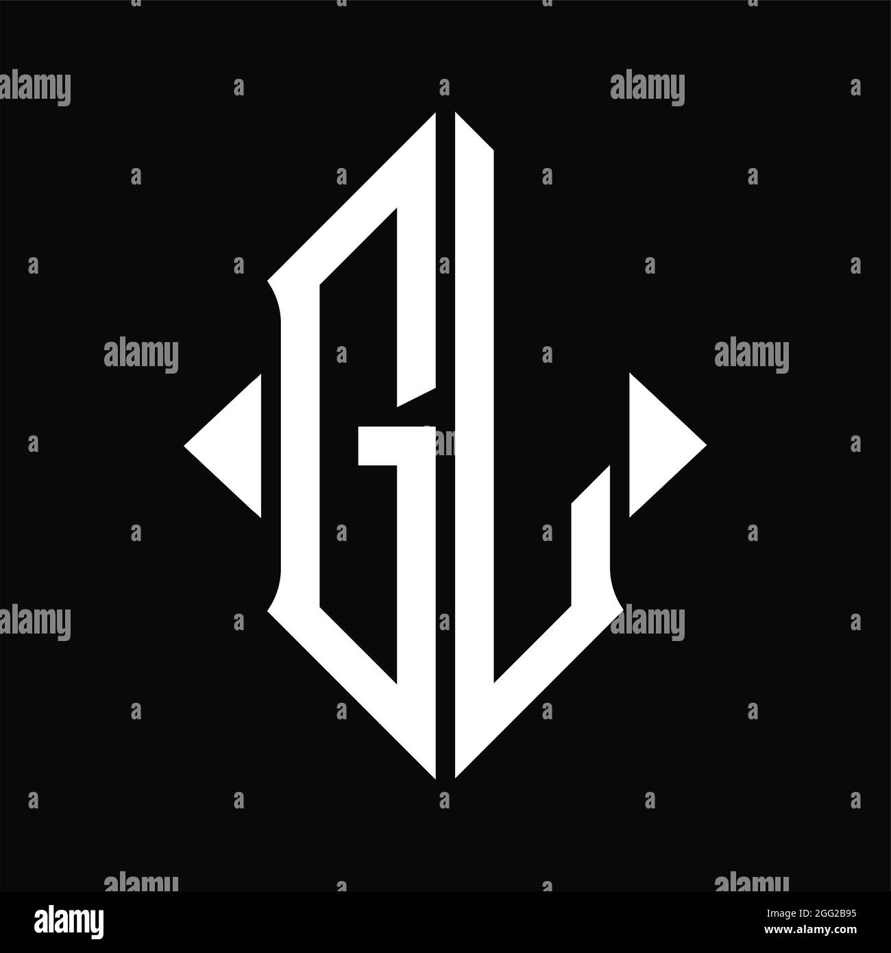GL Logo monogram with shield shape isolated black background design ...