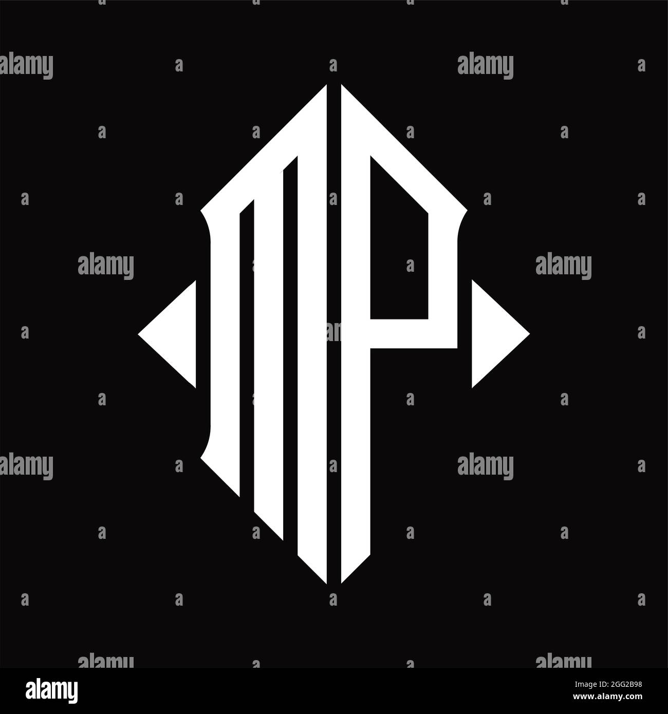 MP Logo monogram with shield shape isolated black background design ...
