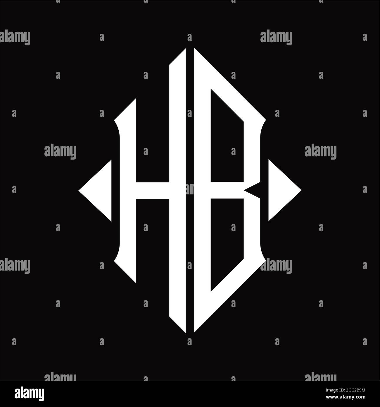 HB Logo monogram with shield shape isolated black background design ...