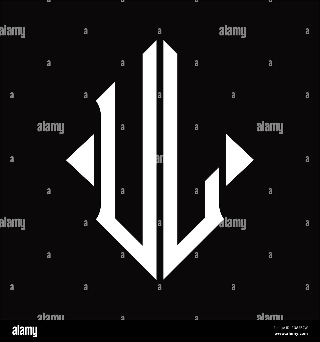 UL Logo monogram with shield shape isolated black background design ...