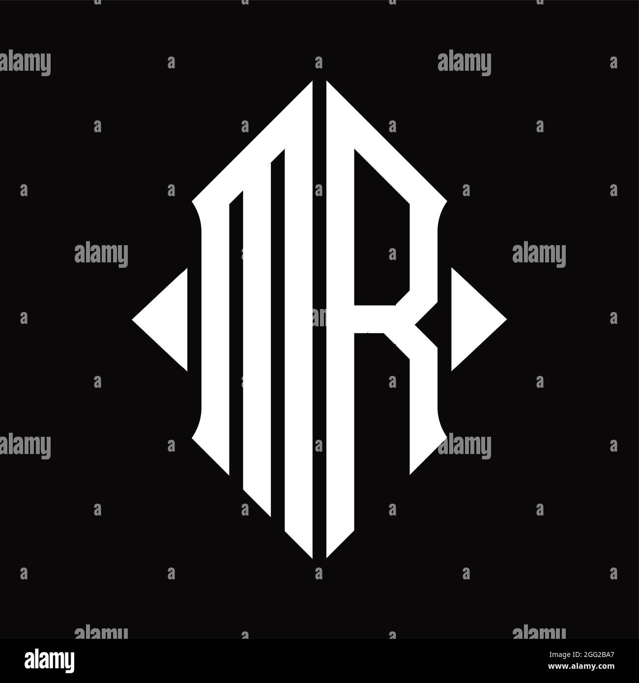 MR Logo monogram with shield shape isolated black background design template Stock Vector Image ...