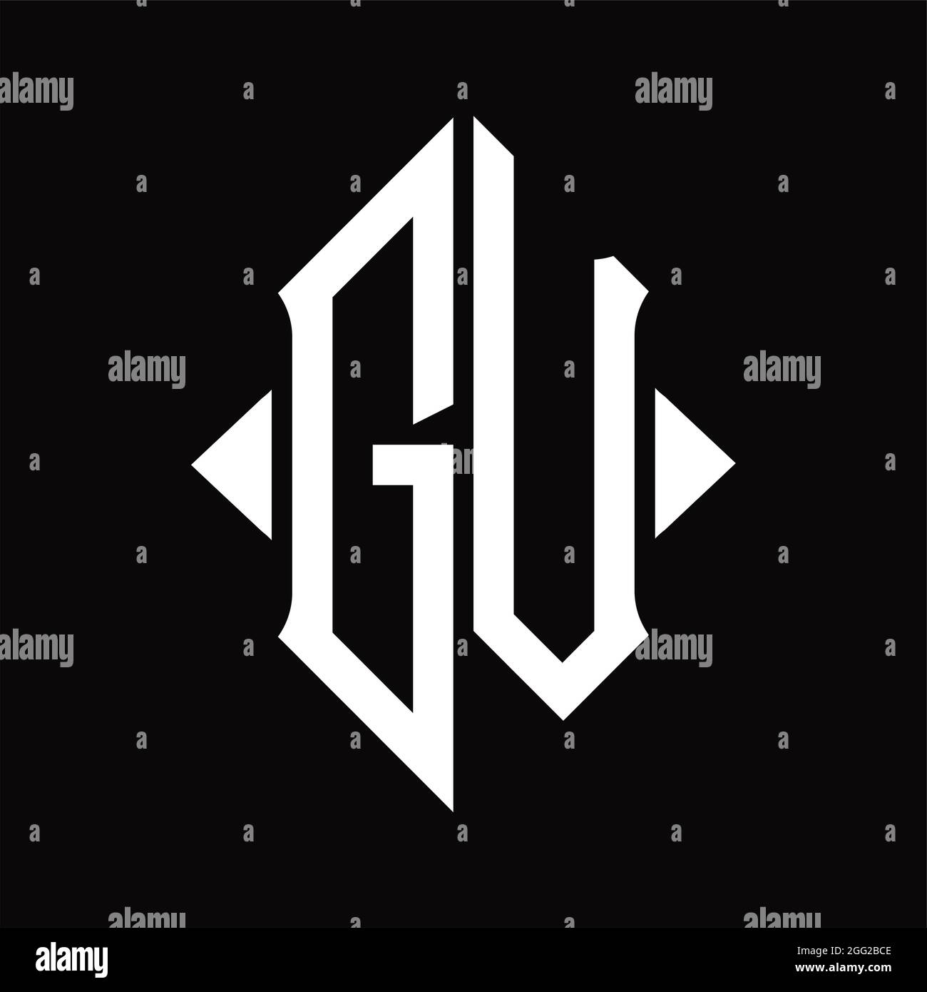 GV Logo monogram with shield shape isolated black background design ...