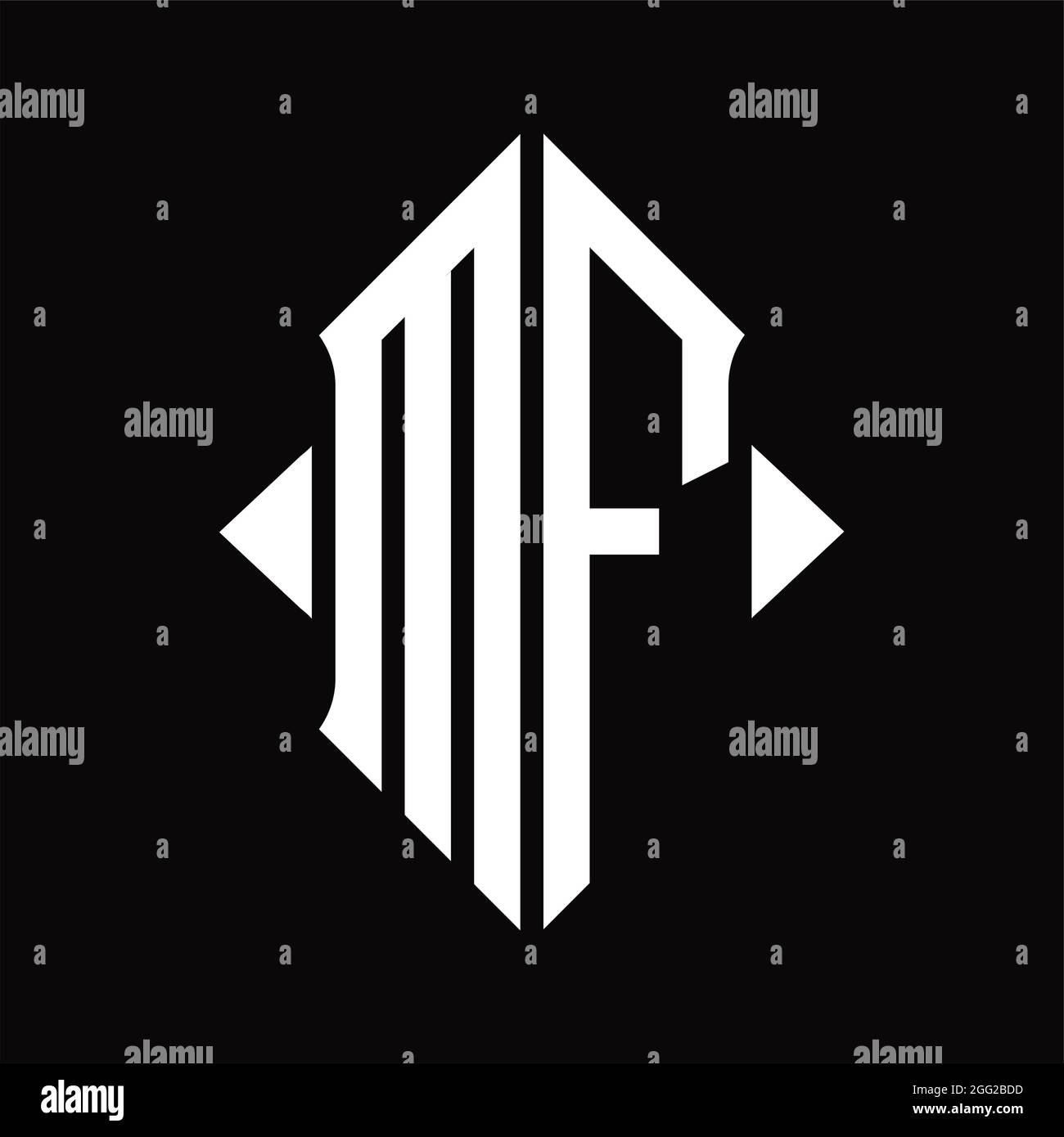MF Logo monogram with shield shape isolated black background design ...