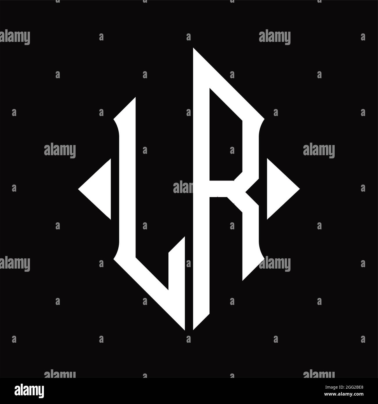 LR Logo monogram with shield shape isolated black background design ...