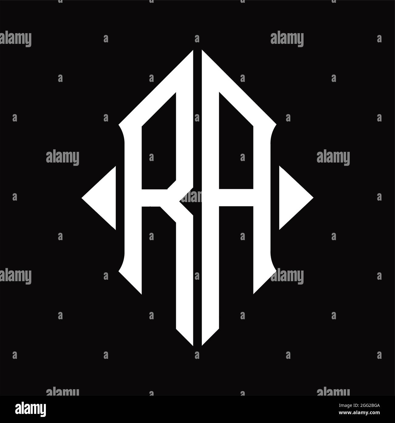 RA Logo monogram with shield shape isolated black background design ...
