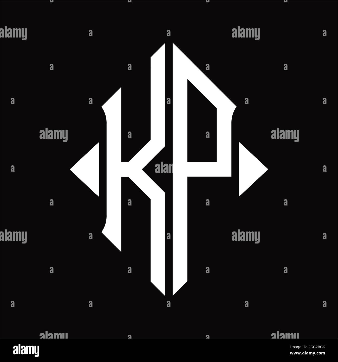 KP Logo monogram with shield shape isolated black background design ...