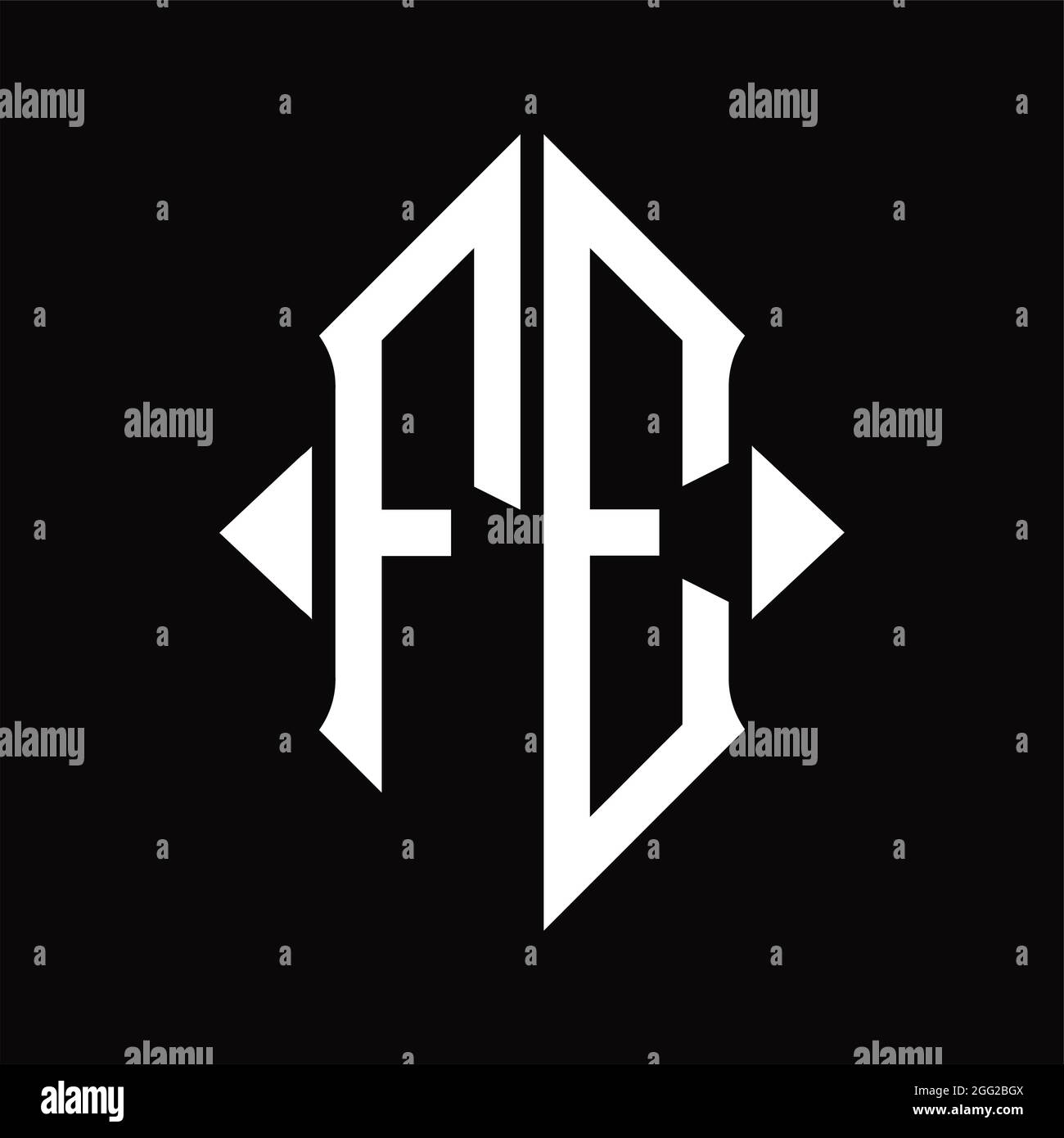 FE Logo monogram with shield shape isolated black background design ...