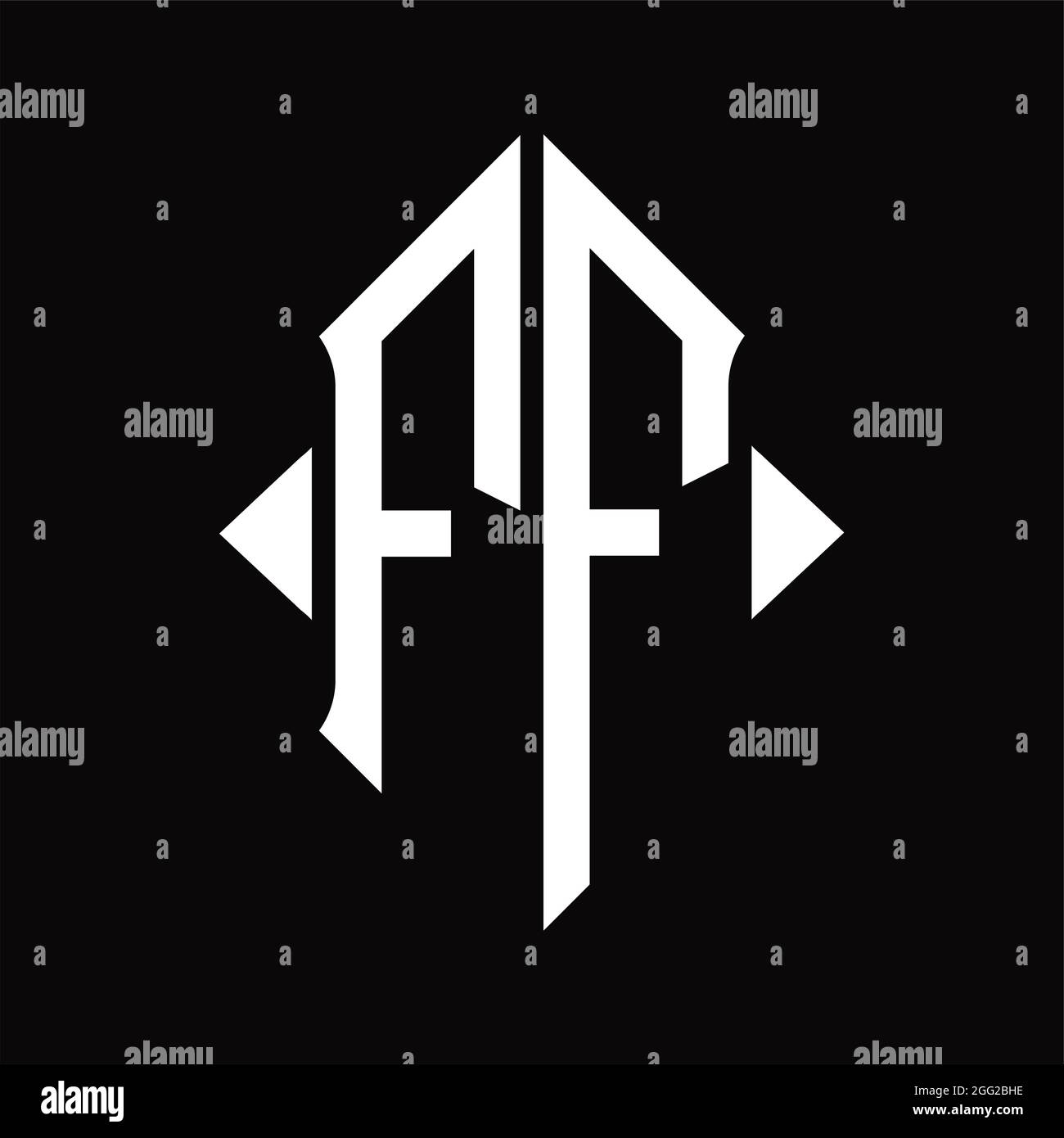 FF Logo monogram with shield shape isolated black background design ...
