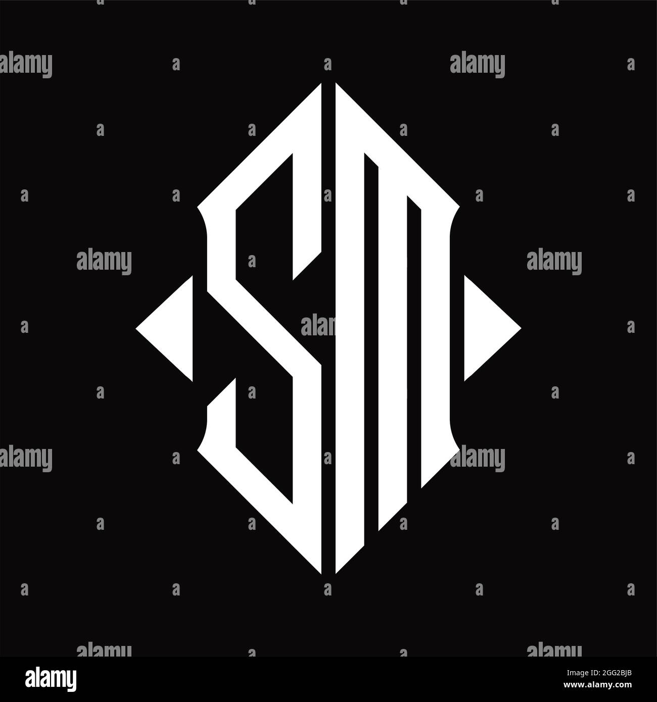 SM Logo monogram with shield shape outline design template isolated in ...