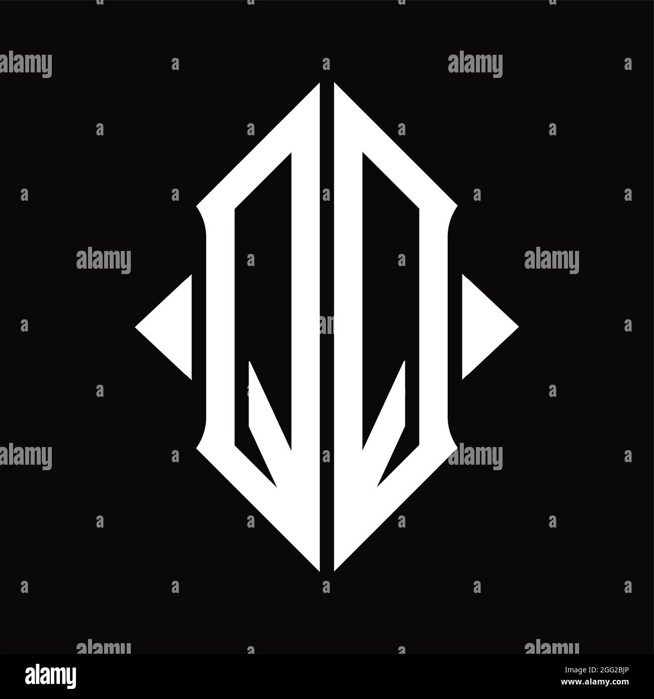 QQ Logo monogram with shield shape isolated black background design ...