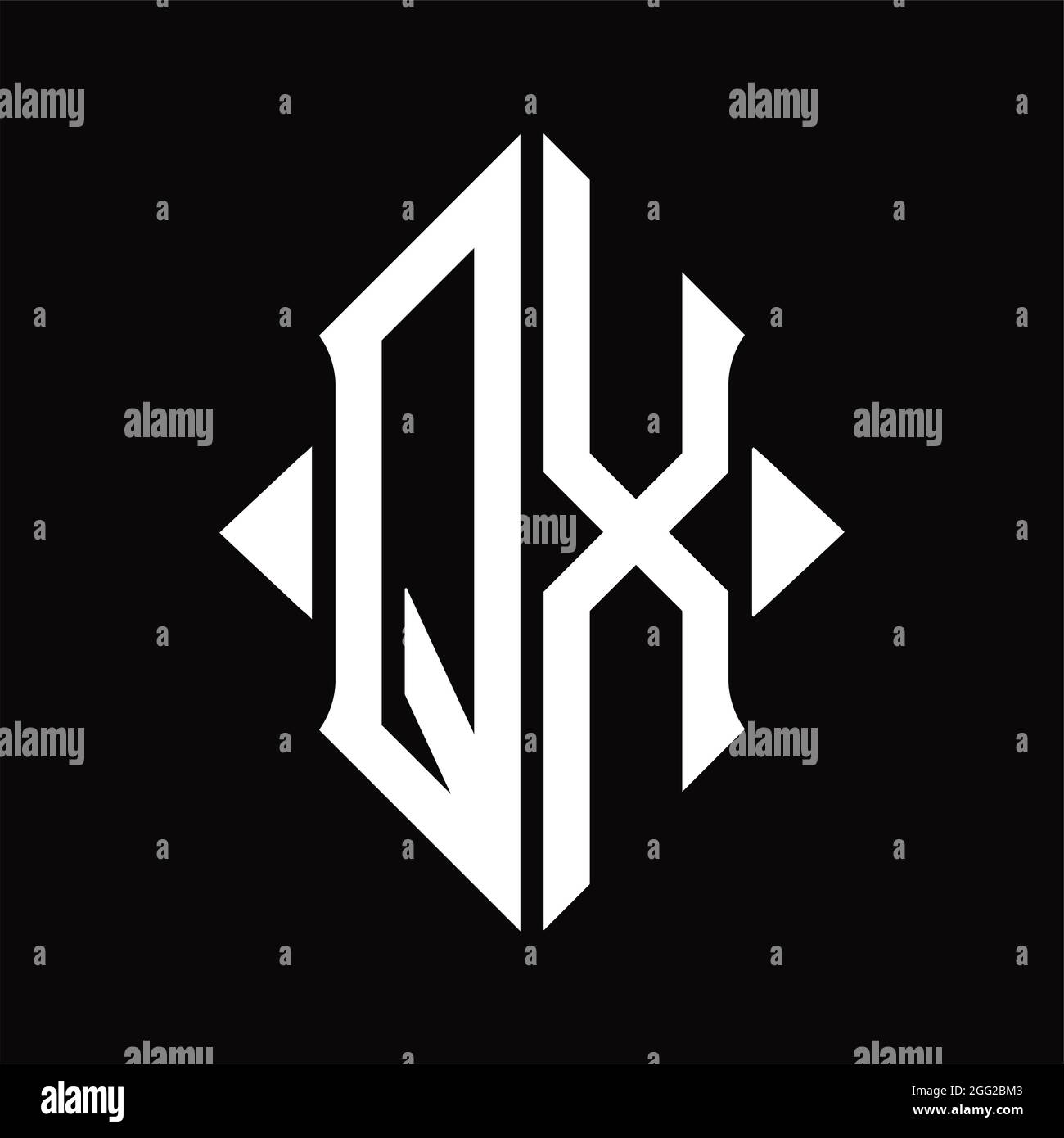 QX Logo monogram with shield shape isolated black background design ...