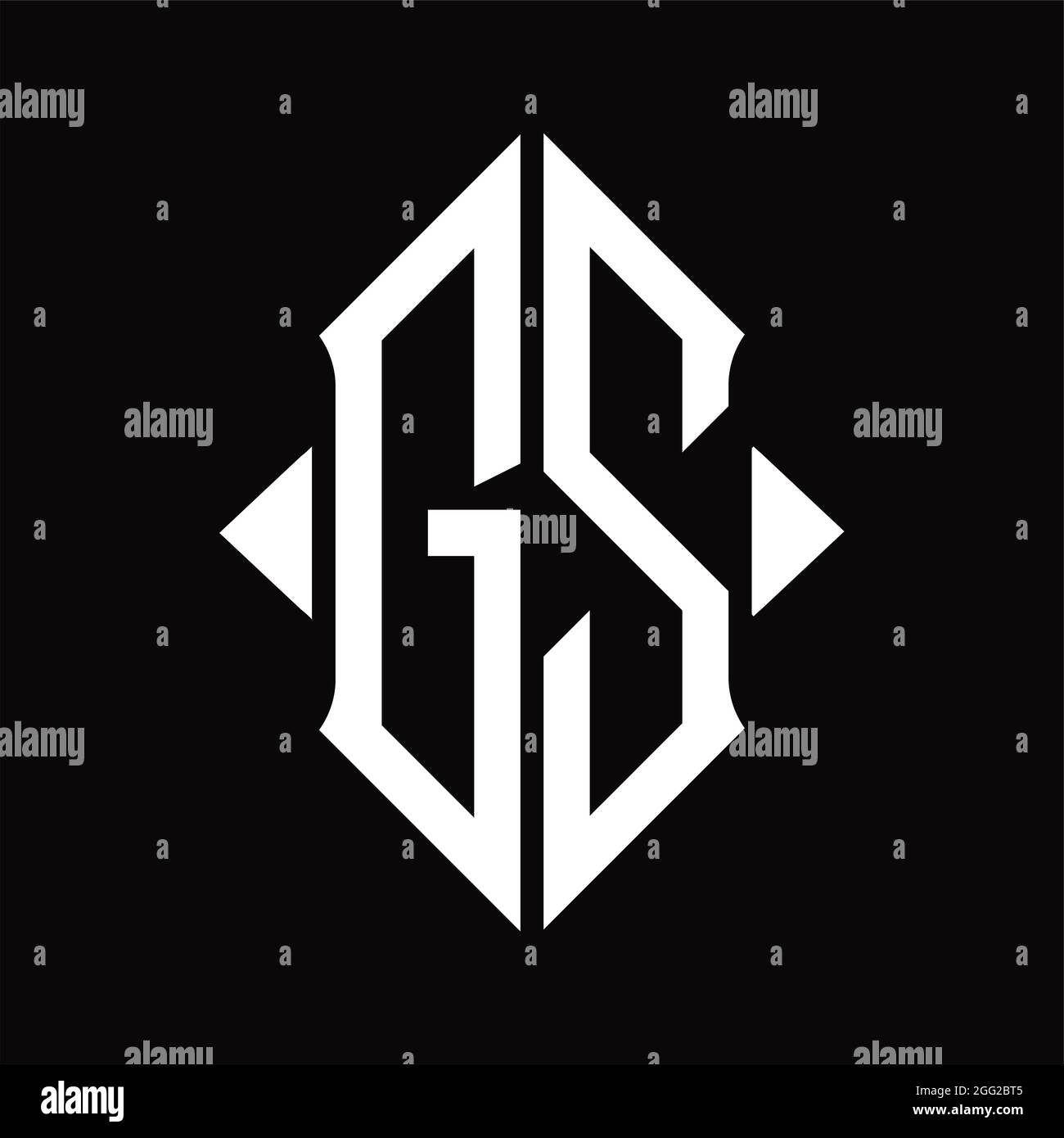 GS Logo monogram with shield shape isolated black background design ...