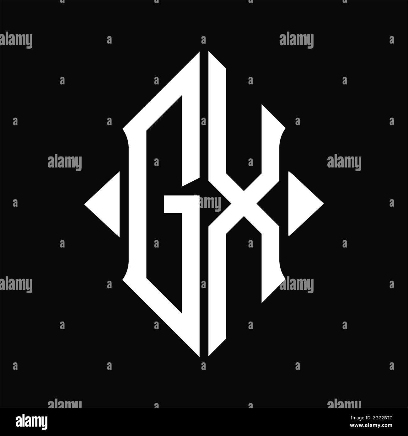 GX Logo monogram with shield shape isolated black background design ...