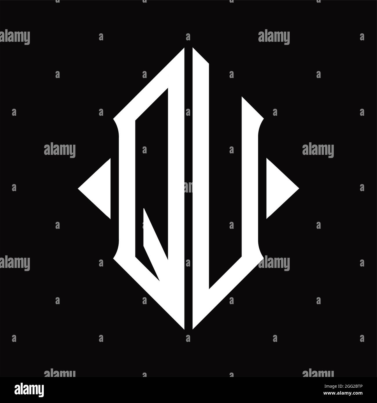 QU Logo monogram with shield shape outline design template isolated in ...