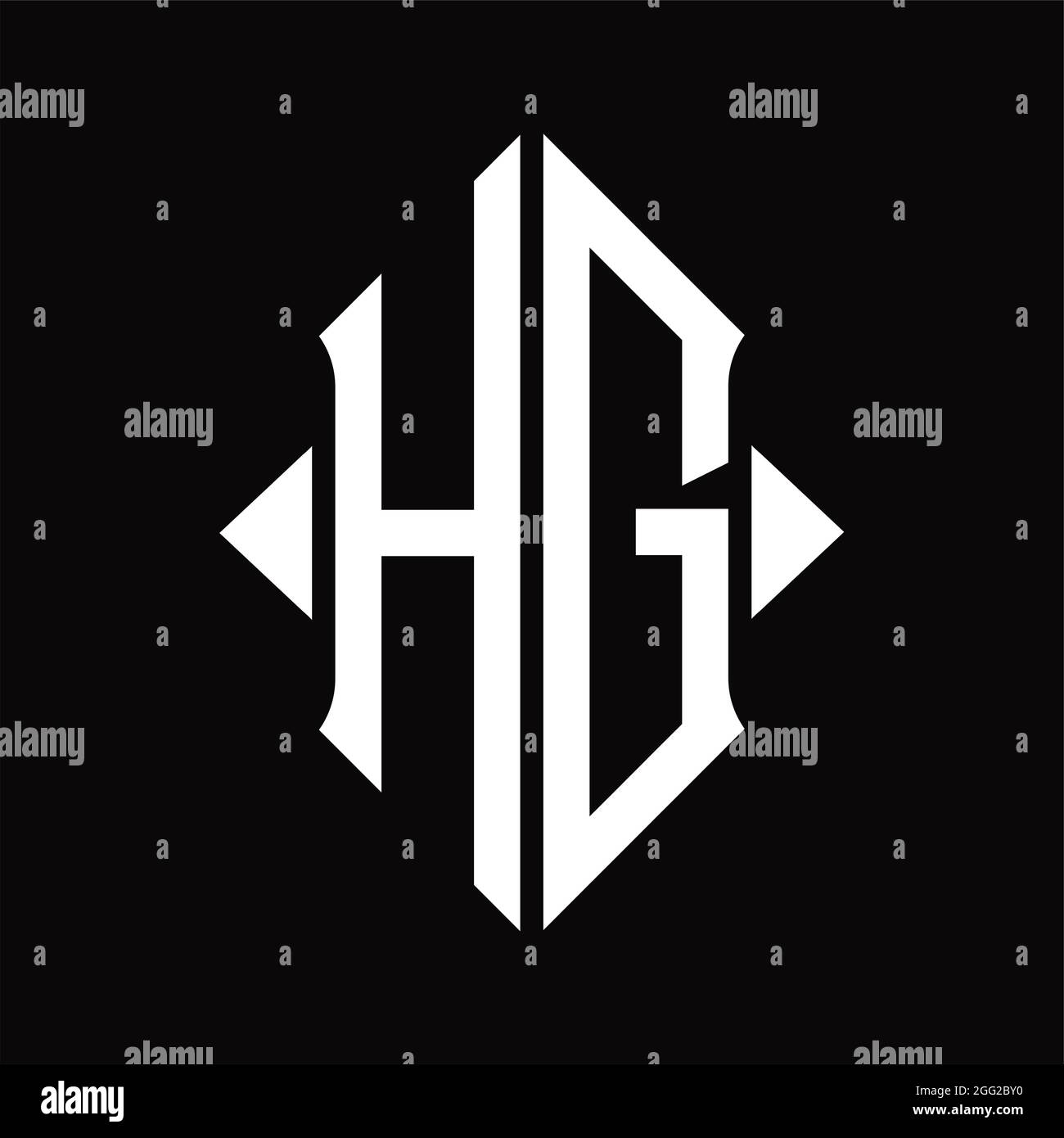 HG Logo monogram with shield shape isolated black background design ...