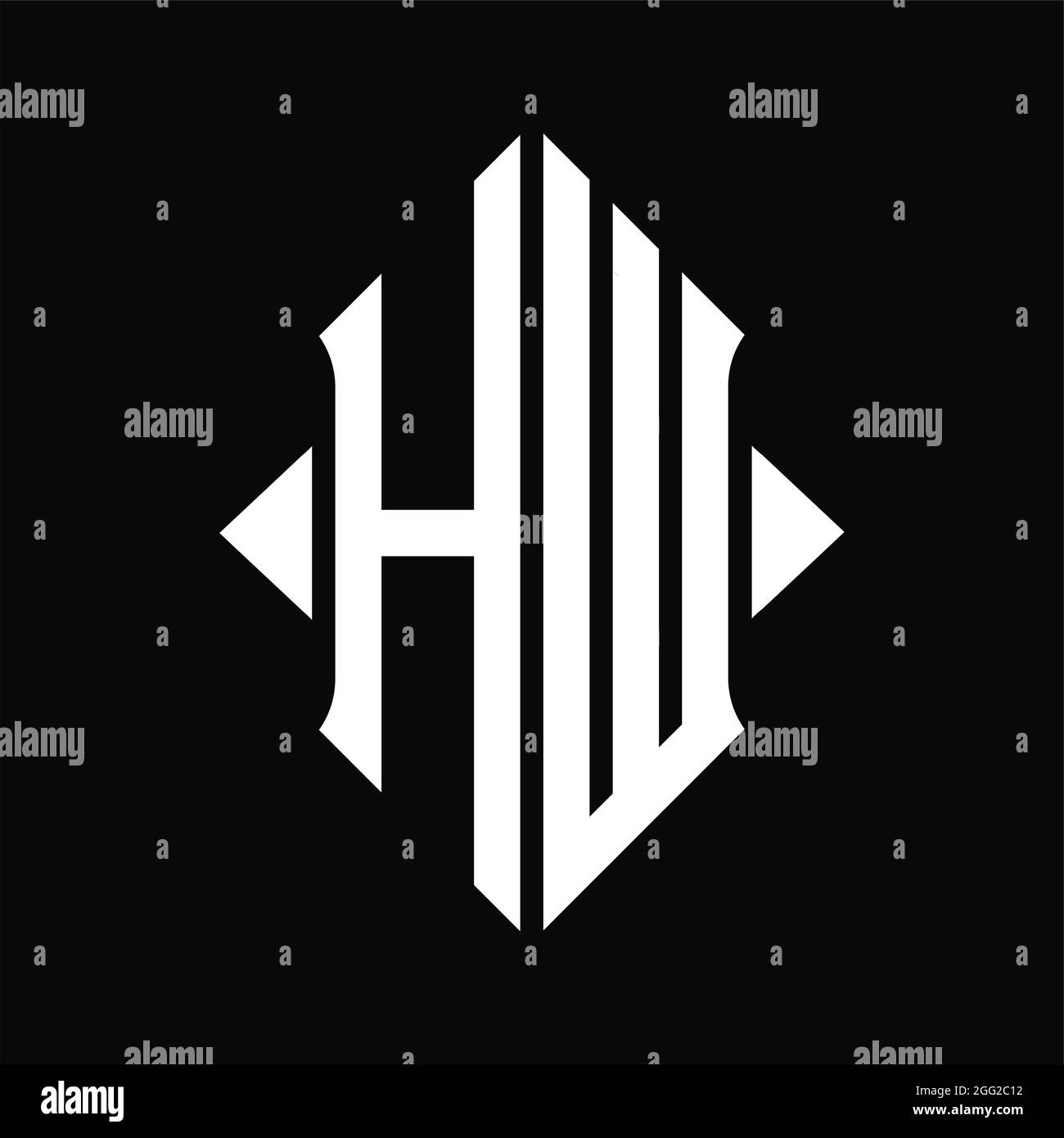 HW Logo monogram with shield shape outline design template isolated in ...