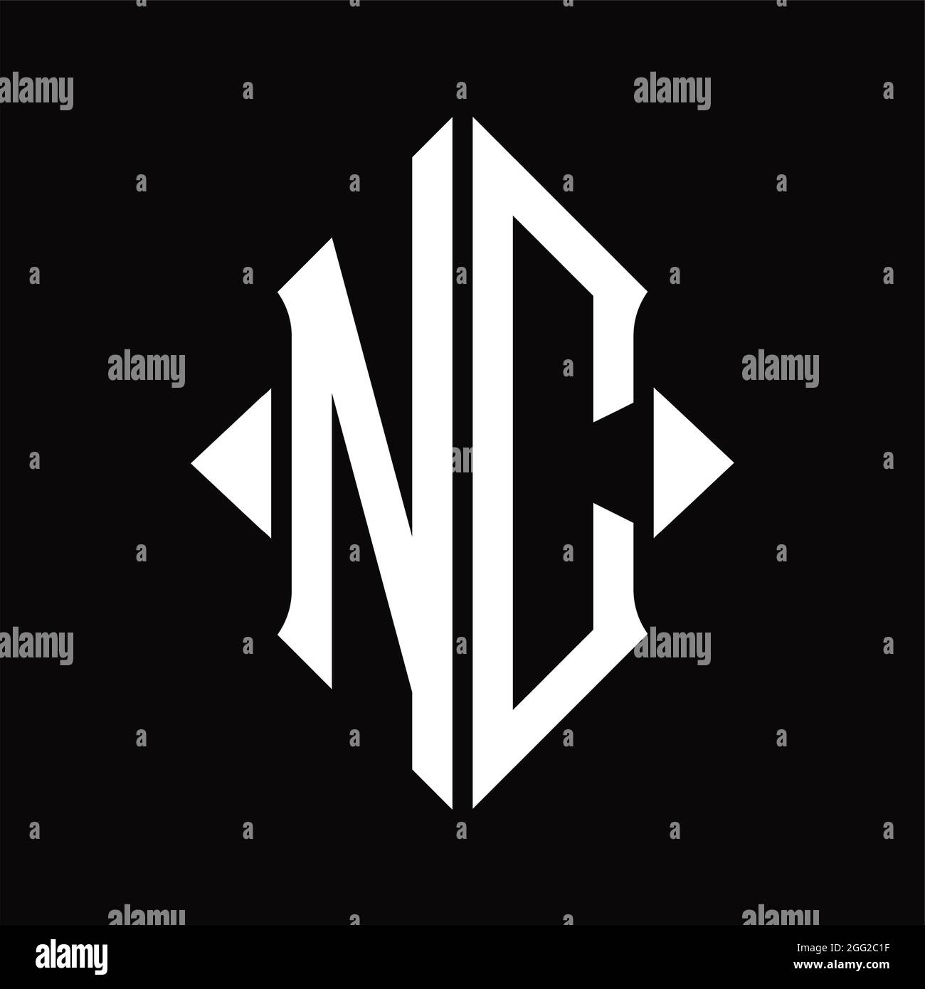NC Logo monogram with shield shape outline design template isolated in white background Stock ...