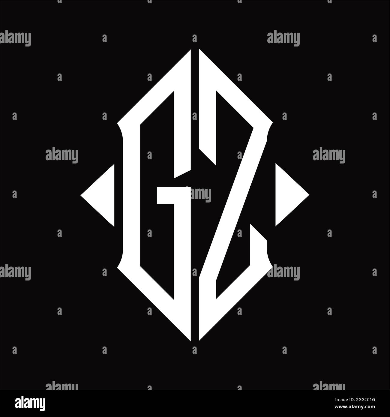 GZ Logo monogram with shield shape outline design template isolated in ...