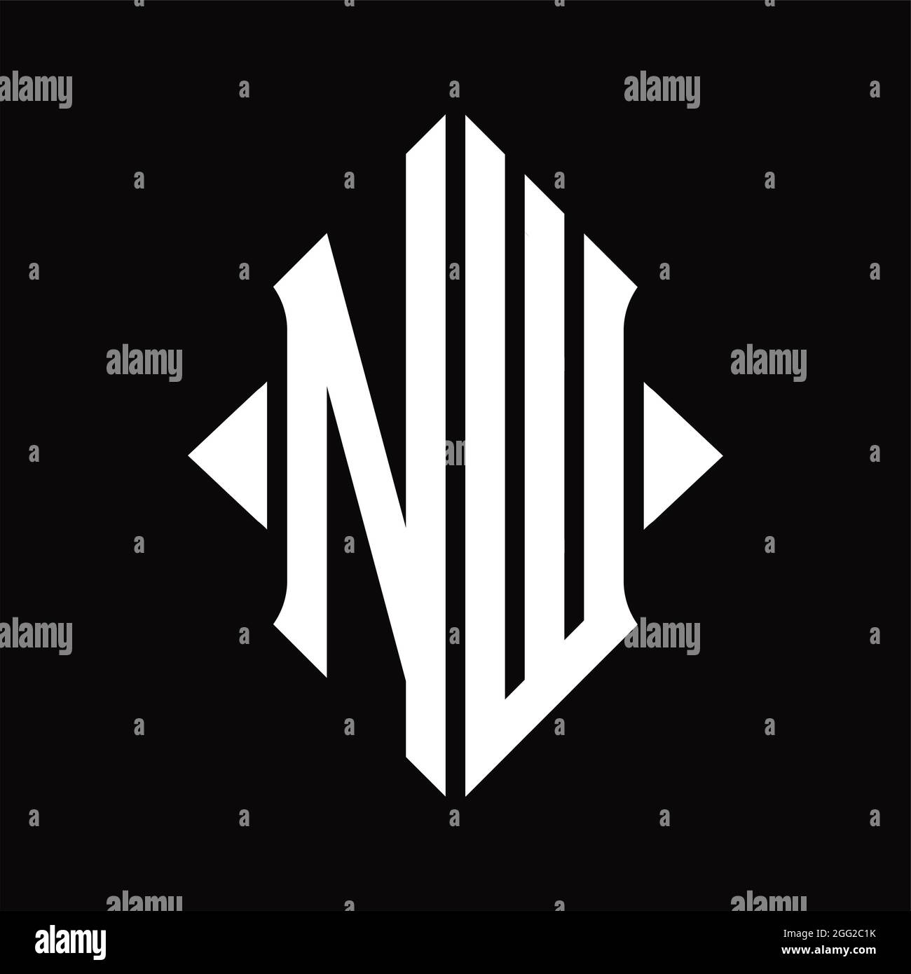 NW Logo monogram with shield shape outline design template isolated in ...