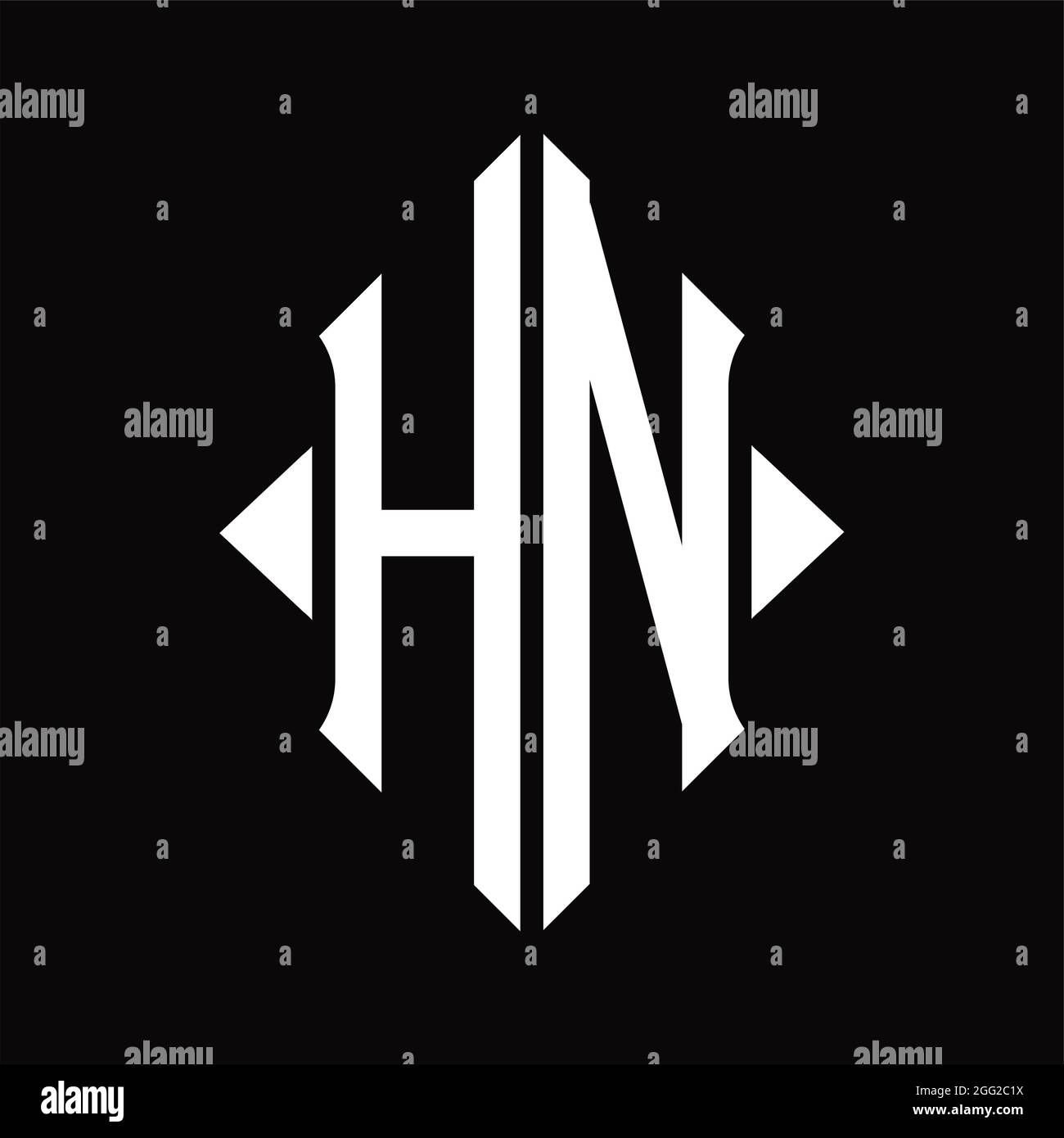 HN Logo monogram with shield shape outline design template isolated in ...