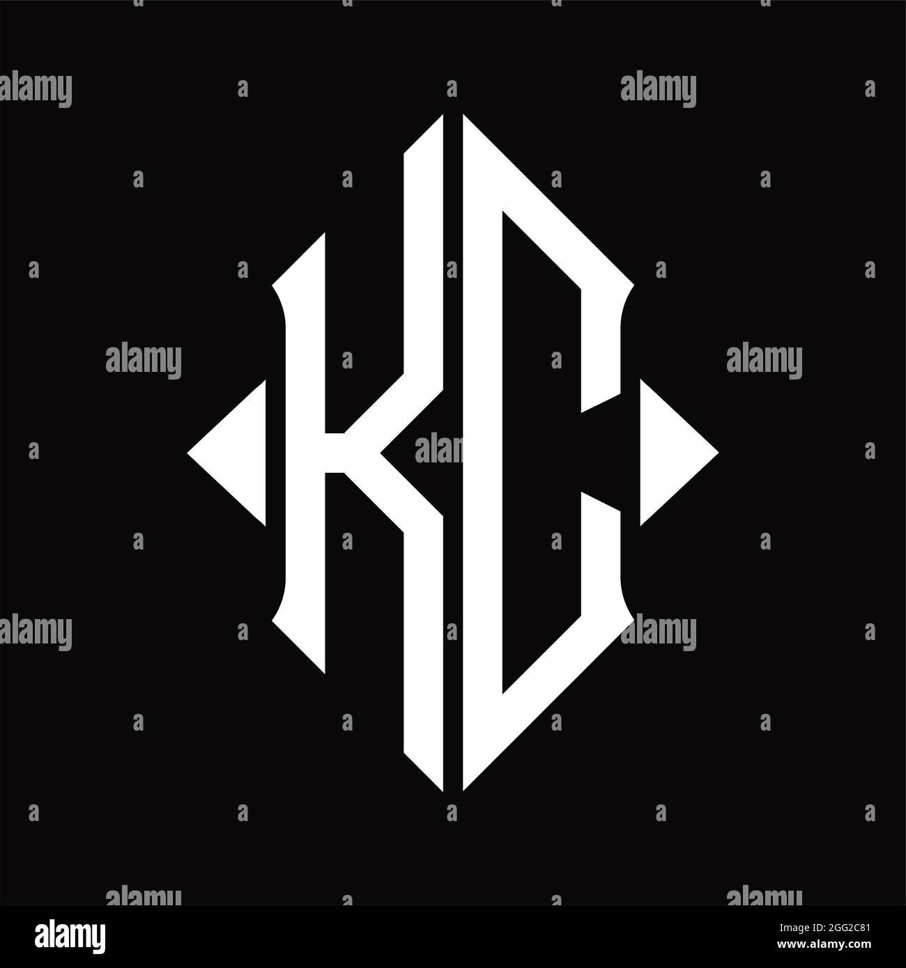 KC Logo monogram with shield shape outline design template isolated in ...