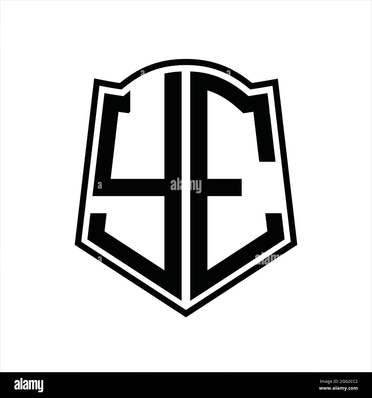 YE Logo monogram with shield shape outline design template isolated in ...