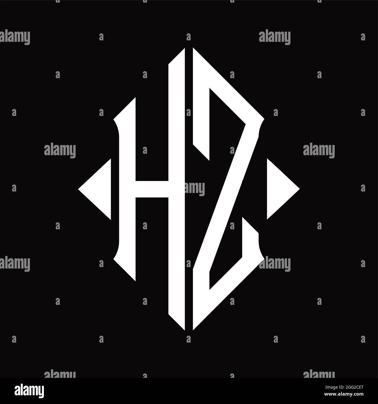 HZ Logo monogram with shield shape outline design template isolated in white background Stock ...
