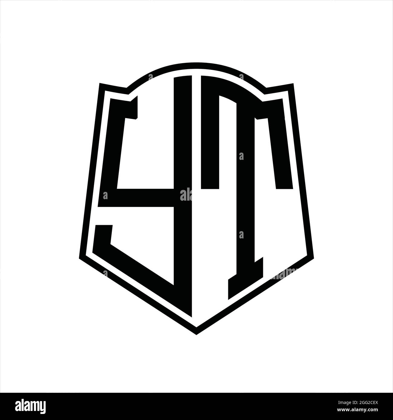 YT Logo monogram with shield shape outline design template isolated in white background Stock ...