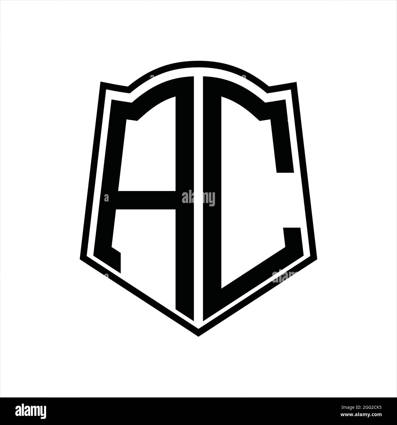 Logo monogram with shield shape outline design template isolated in ...