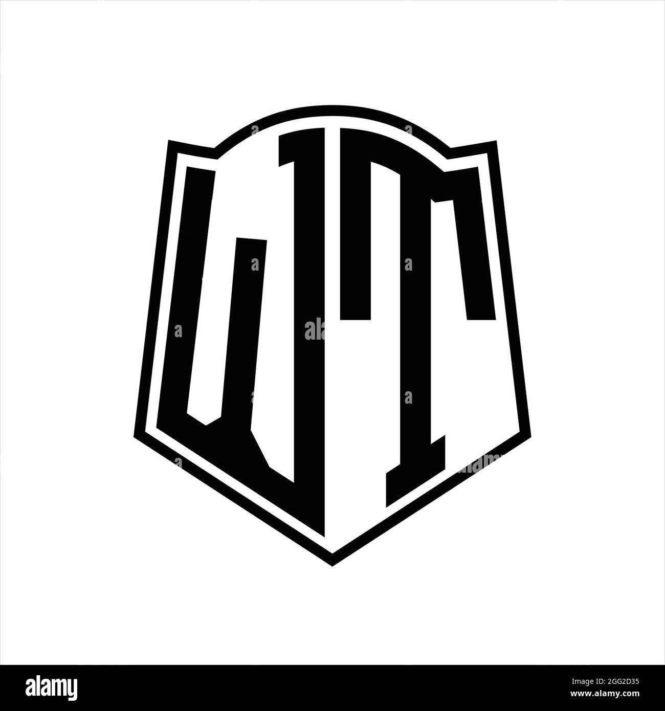 WT Logo monogram with shield shape outline design template isolated in ...