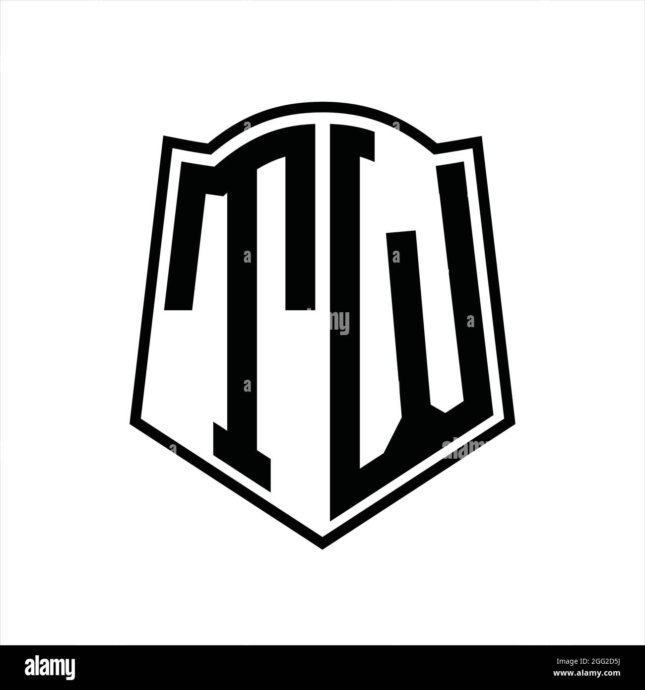 TW Logo monogram with shield shape outline design template isolated in ...