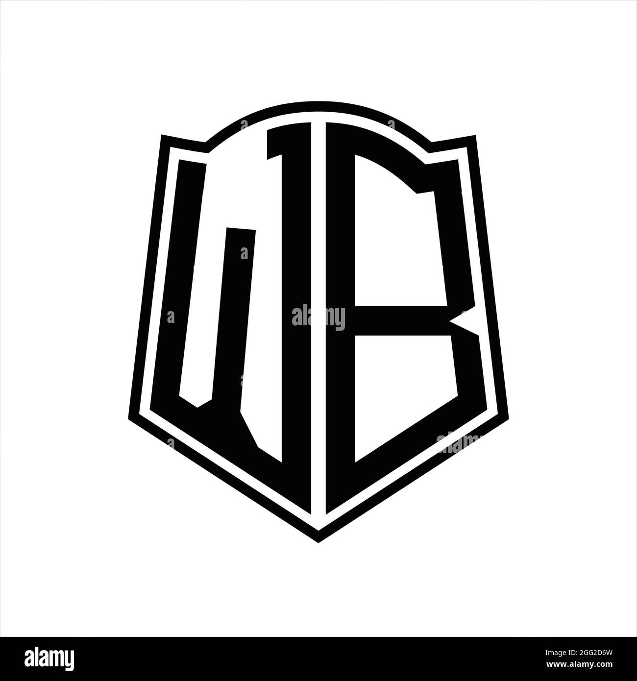 WB Logo monogram with shield shape outline design template isolated in ...