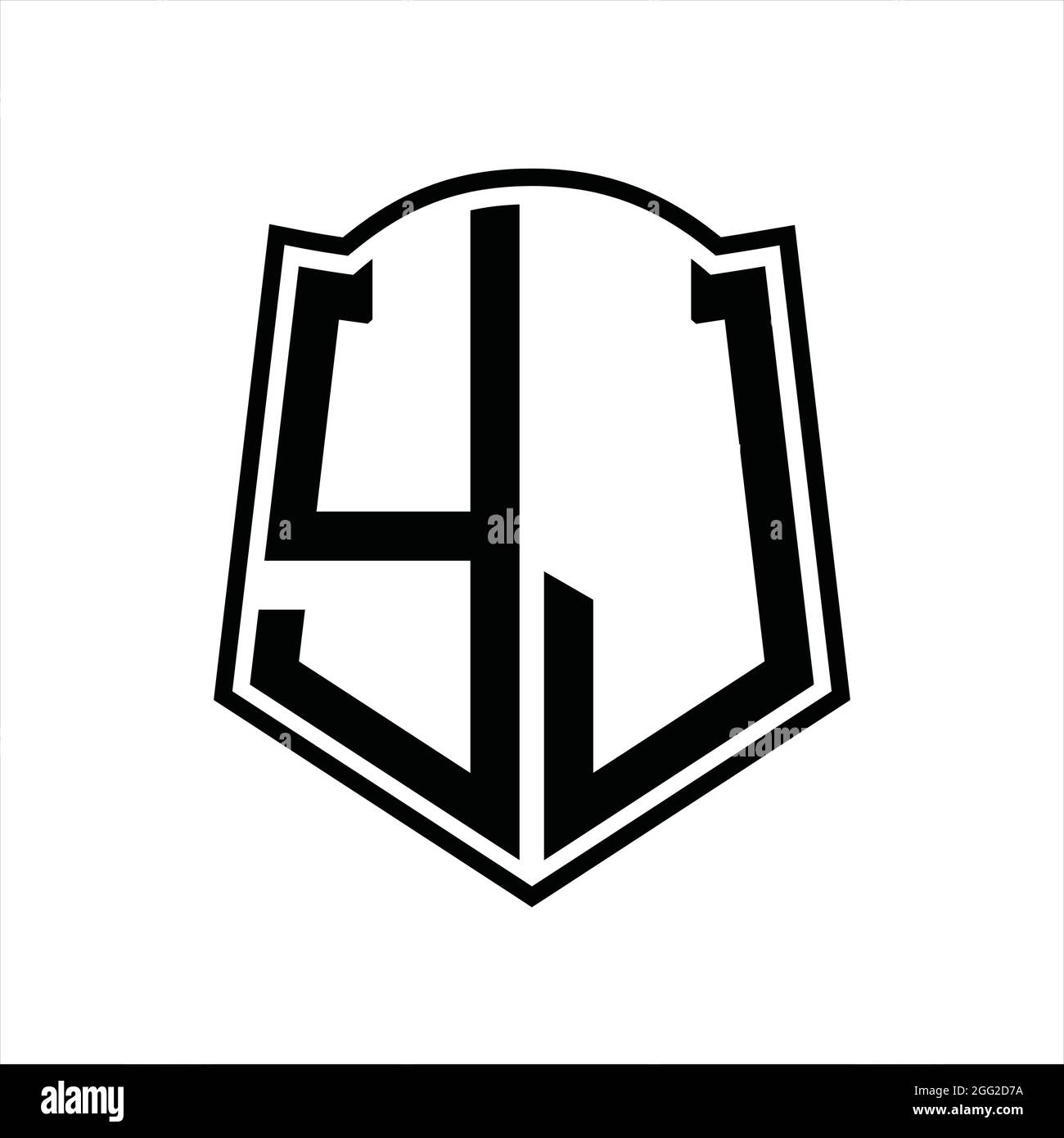 YJ Logo monogram with shield shape outline design template isolated in white background Stock ...